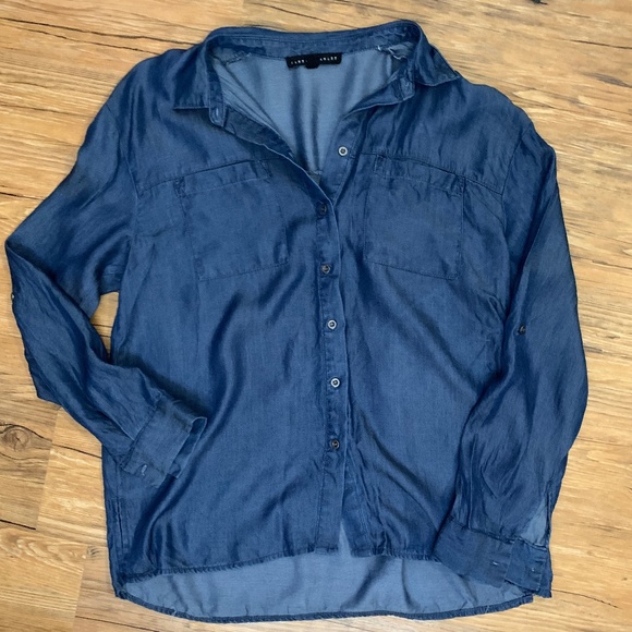 Tops | Collared Demin Button Up | Poshmark